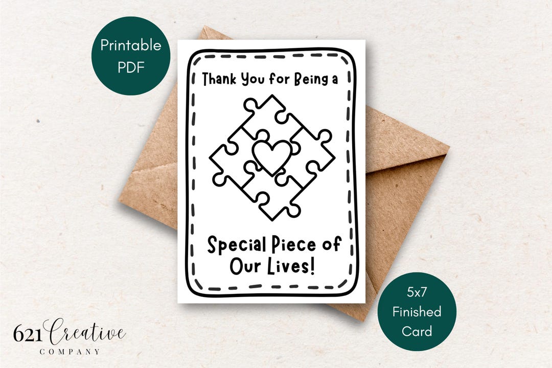 Printable Appreciation Card, "thank You for Being a Special Piece of ...