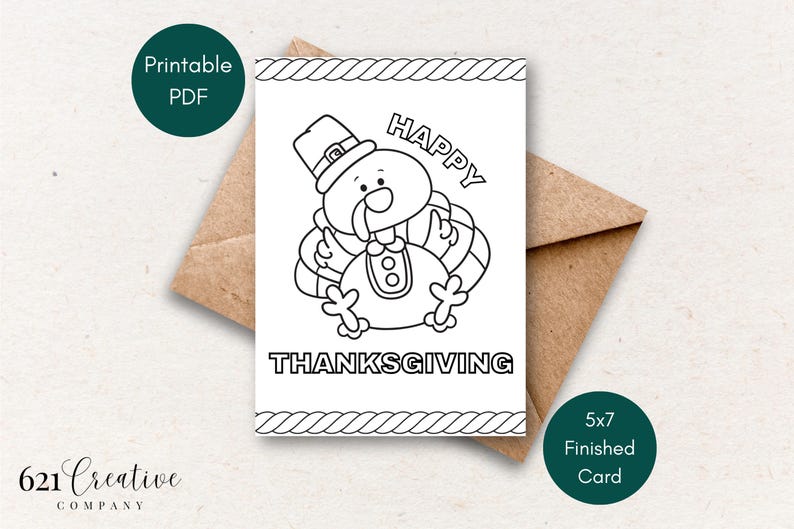 Printable Happy Thanksgiving Card, Funny Turkey Card, Kids Coloring ...