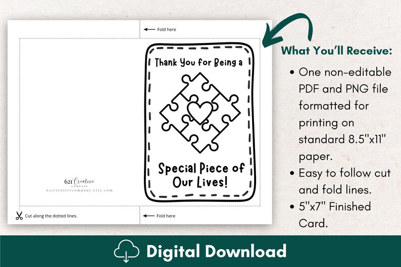 Printable Appreciation Card, "thank You for Being a Special Piece of ...