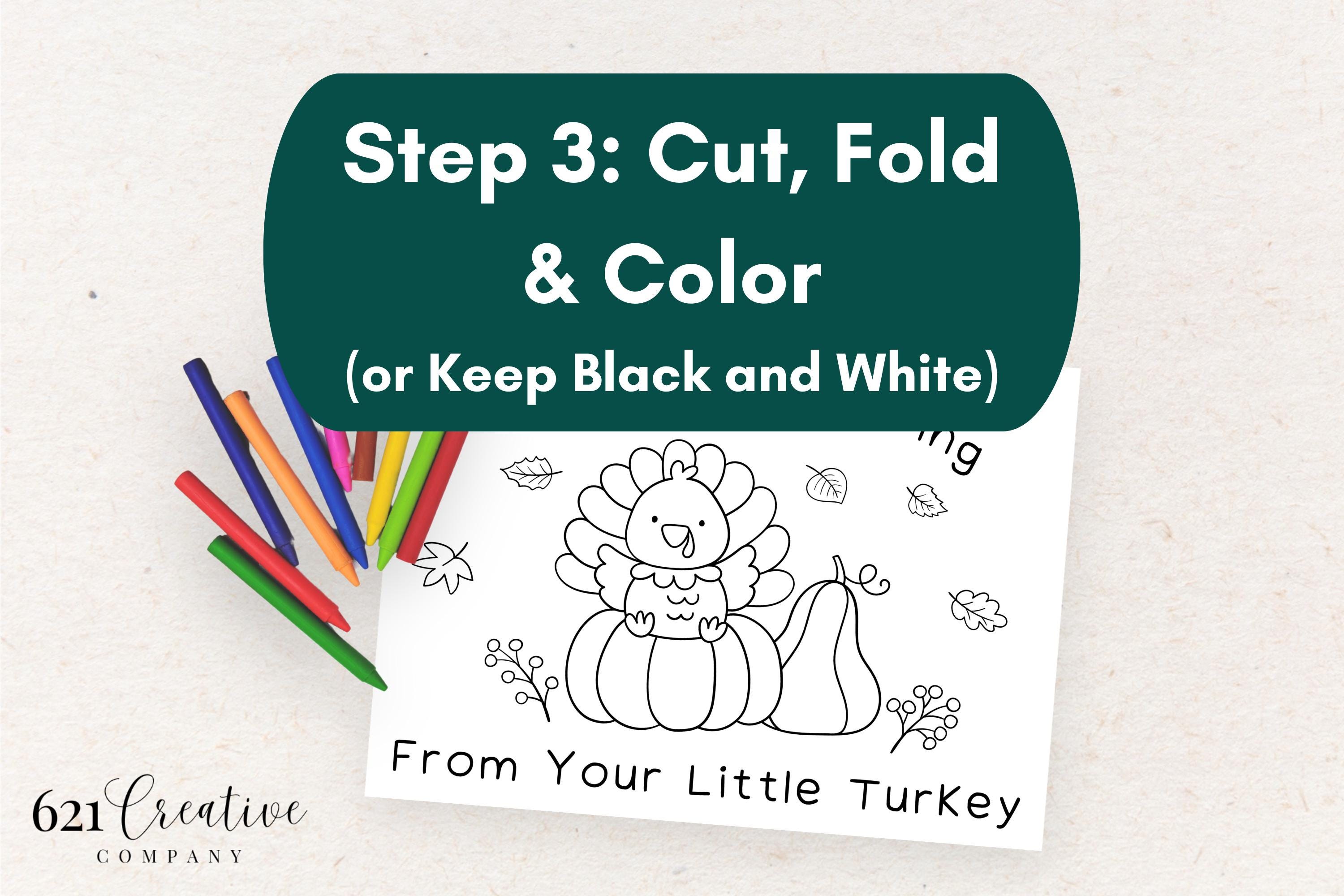 Printable Thanksgiving Card for Kids: Colorable Turkey Design (PDF) - Etsy