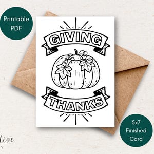 Printable Thanksgiving Card: Colorable Pumpkin Design (PDF & PNG) - Etsy