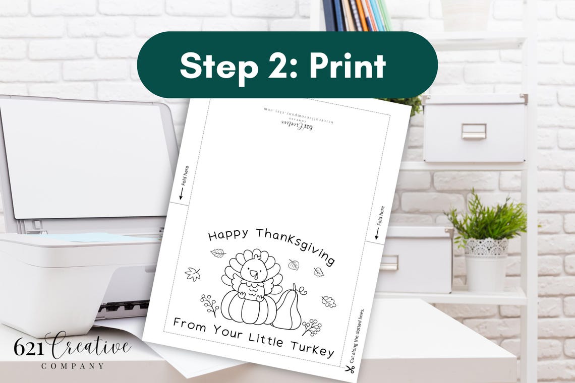 Printable Thanksgiving Card for Kids: Colorable Turkey Design (PDF) - Etsy