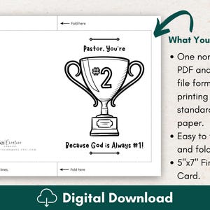 Printable Pastor Appreciation Car, "you're Number 2 Because God is ...