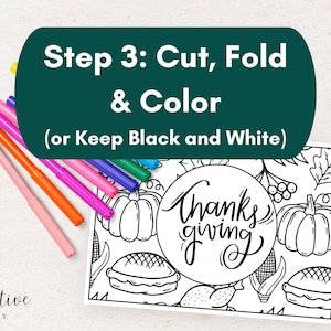Printable Thanksgiving Card, Colorable Card With Pumpkins and Turkeys ...