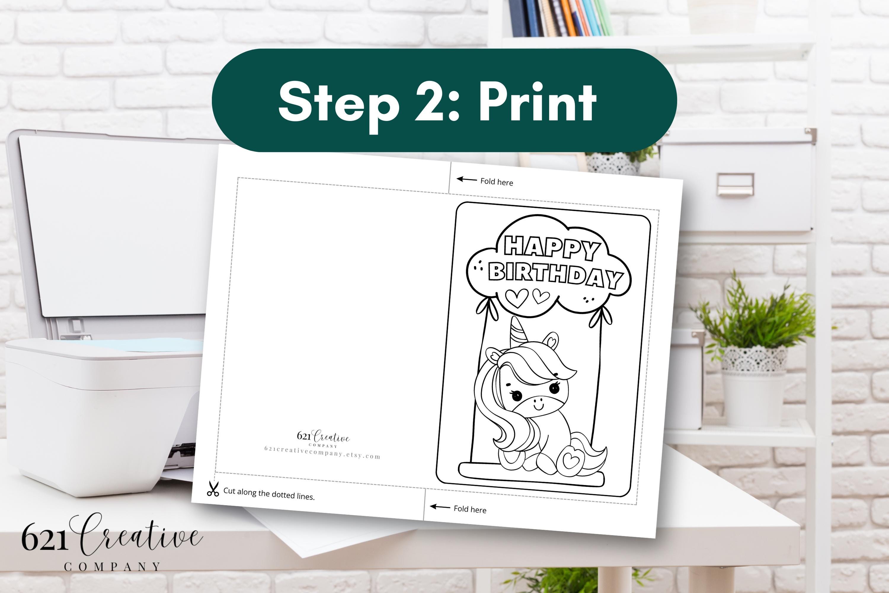 Printable Unicorn Birthday Card for Little Girl, Happy Birthday Card ...