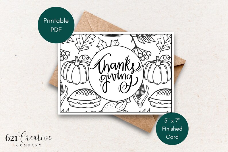 Printable Thanksgiving Card, Colorable Card With Pumpkins and Turkeys ...