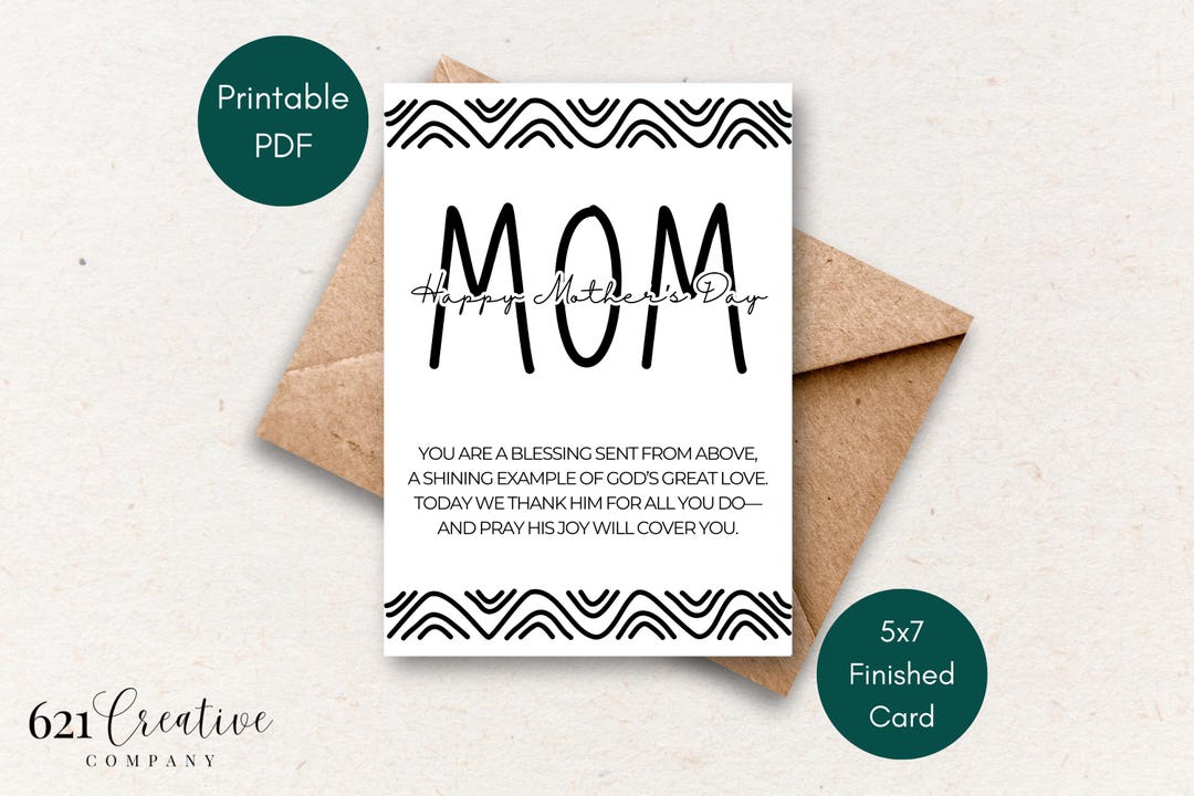 Printable Faith-inspired Mother's Day Card for Mom, DIY Mother's Day ...