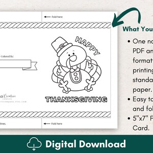 Printable Happy Thanksgiving Card, Funny Turkey Card, Kids Coloring ...