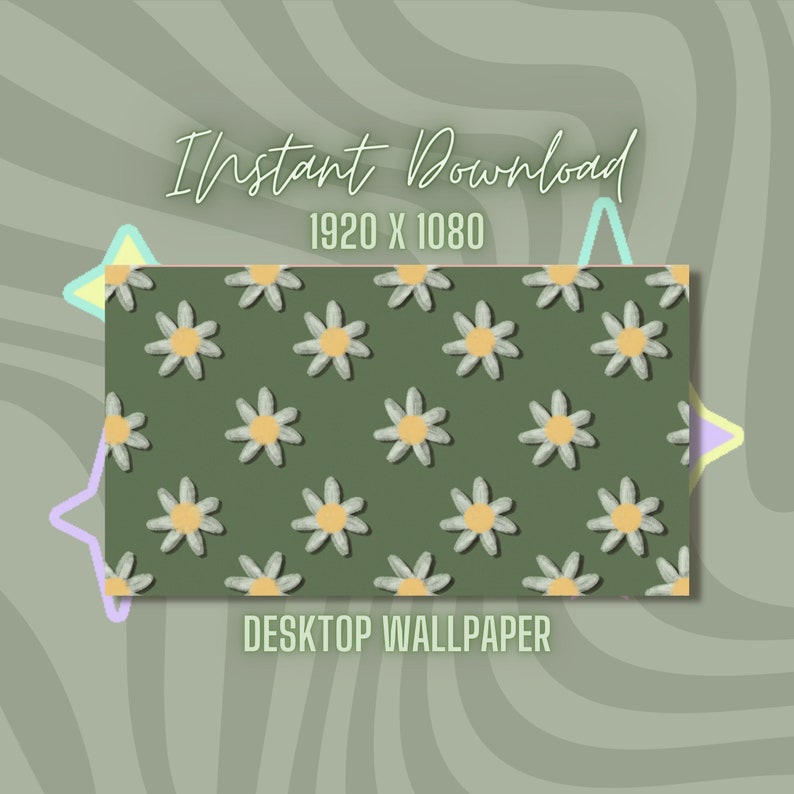 Daisy Desktop Wallpaper, Kawaii Floral Pattern (digital Download) - Etsy
