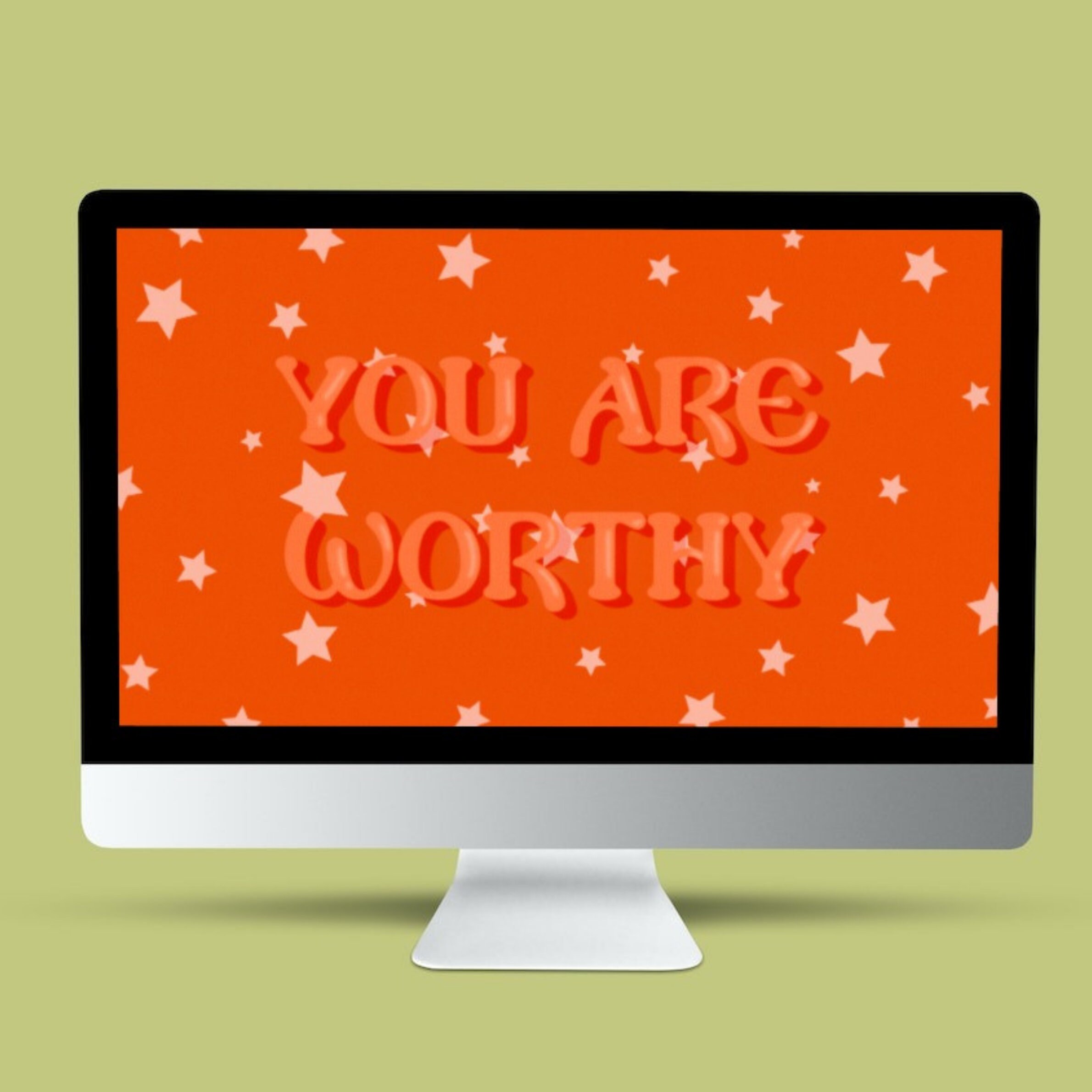You Are Worthy Desktop Wallpaper: Kawaii Pastel Theme (digital Download ...