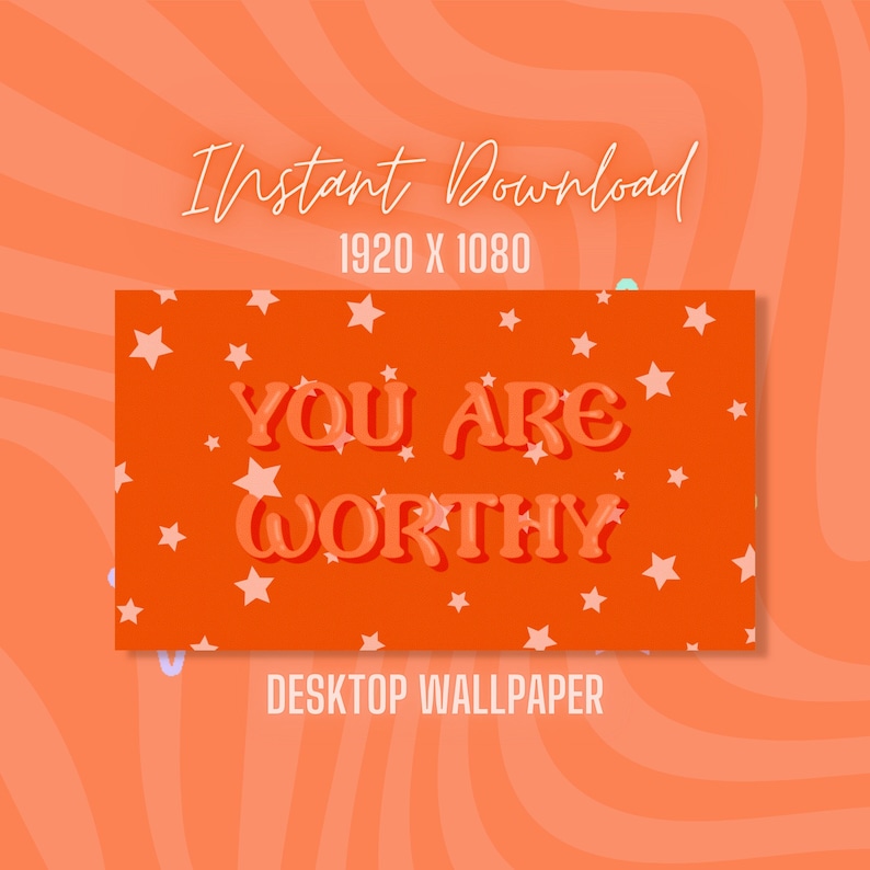 You Are Worthy Desktop Wallpaper: Kawaii Pastel Theme (digital Download ...