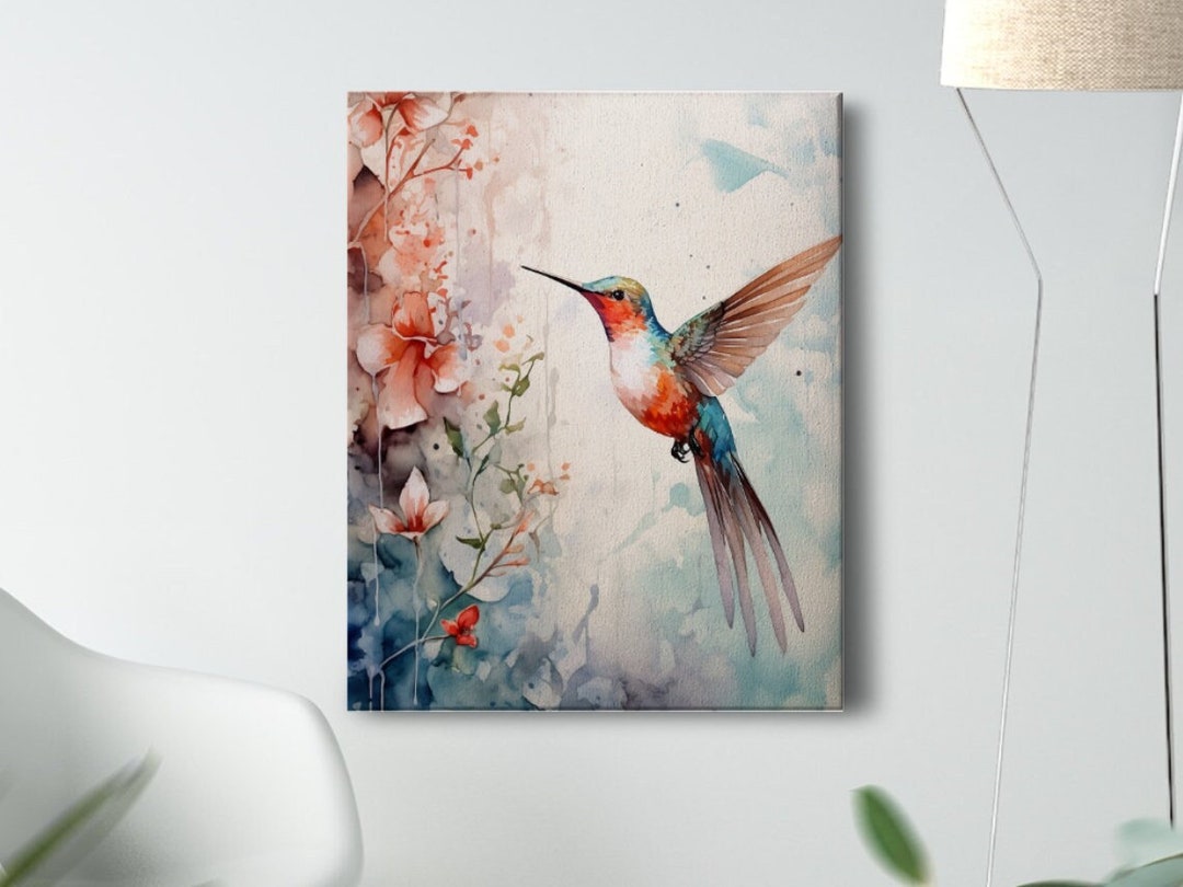 Colibri Watercolor Art Digital Printable Humminbird Home Decor Colorful ...