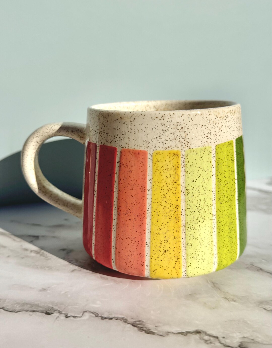 Cute Speckled Rainbow Striped Ceramic Coffee Mug - Colorful Pottery ...
