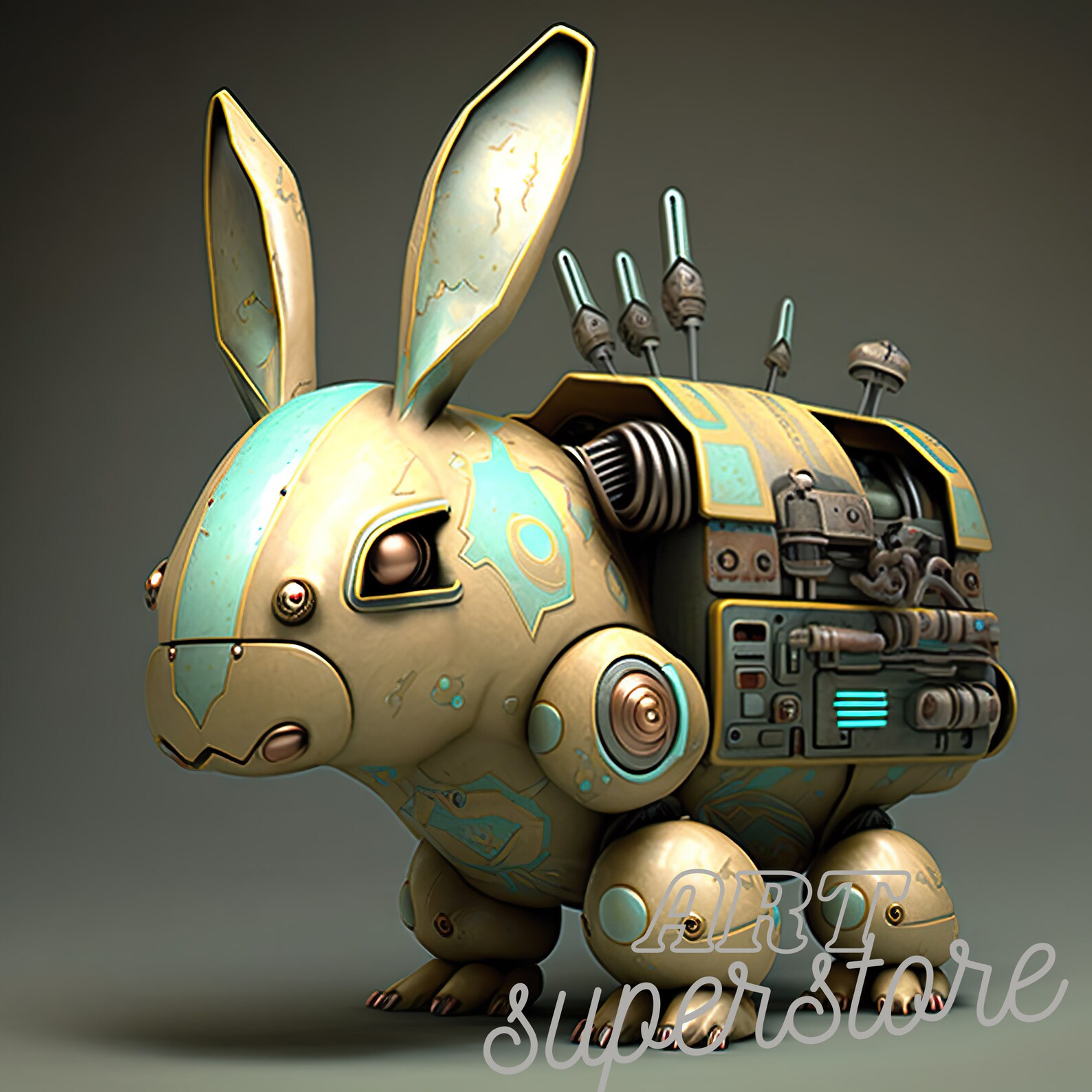 Robo Rabbit Cyborg Bunny Wall Art Printable Art INSTANT DOWNLOAD - Etsy