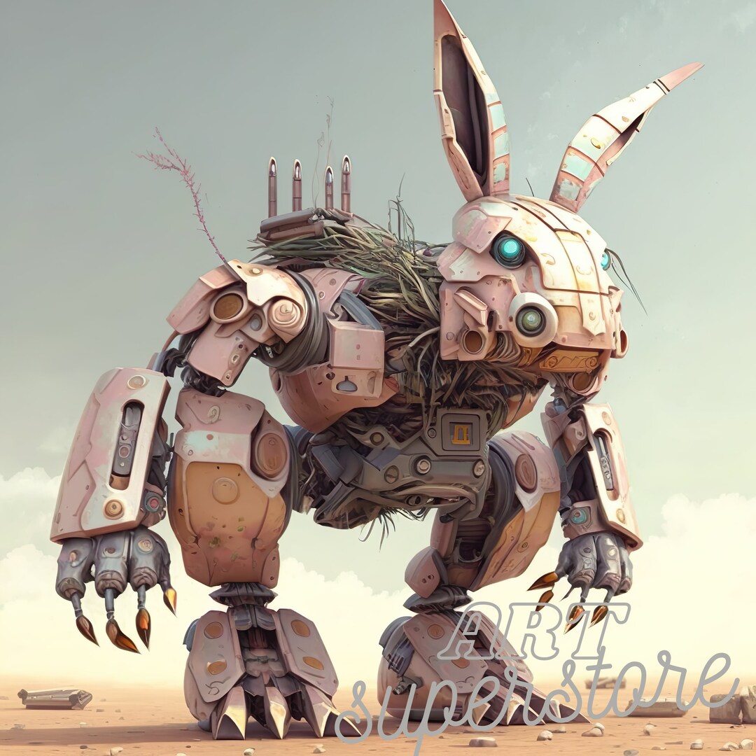 Robo Rabbit Cyborg Bunny Wall Art Printable Art INSTANT DOWNLOAD - Etsy