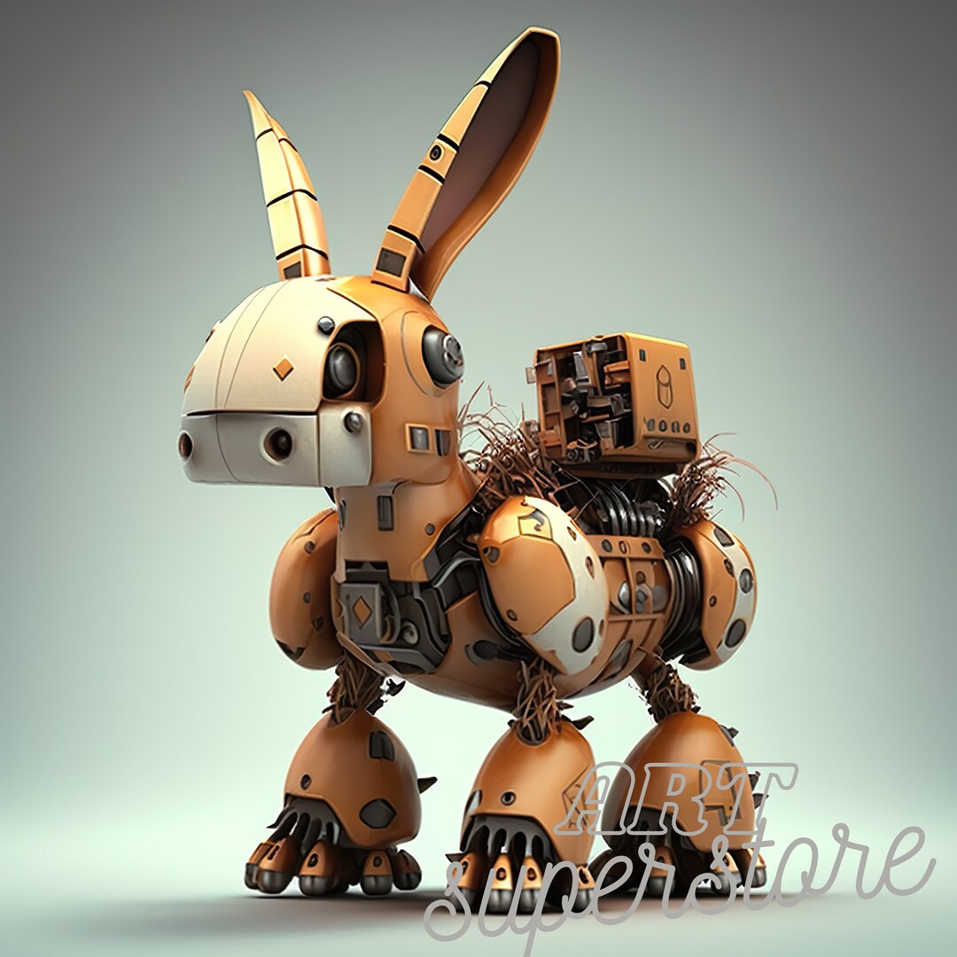 Robo Rabbit Cyborg Bunny Art Wall Art printable Art INSTANT DOWNLOAD - Etsy