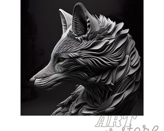 Gray Fox Digital Image Printable Vintage Fox Illustration Download ...