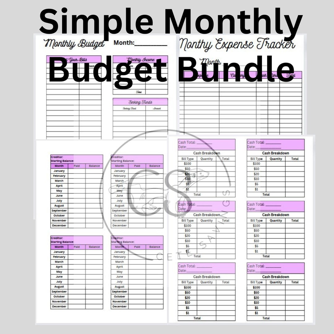 Simple Budgeting Bundle | Cash Stuffing | Expense Tracking | Bank Cash ...