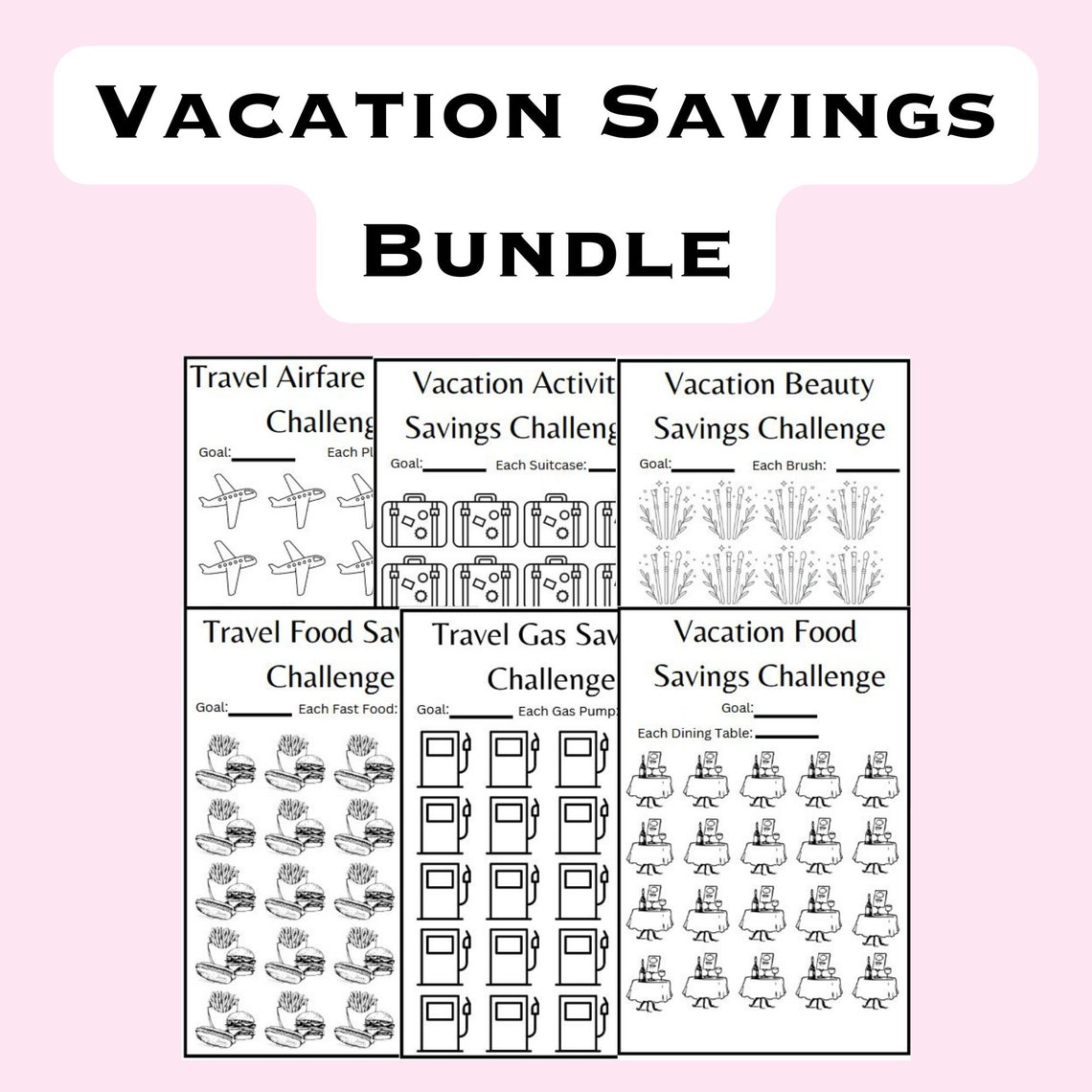Vacation Saving Challenge Bundle | Saving Challenges for Cash Envelopes ...