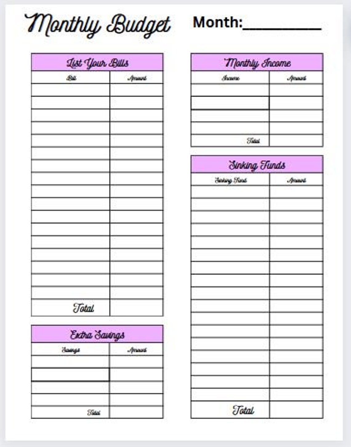 Simple Budgeting Bundle Cash Stuffing Expense Tracking Bank Cash Totals ...