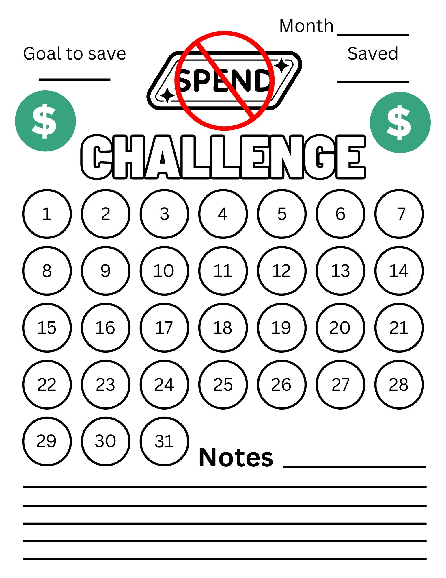 No Spend Challenge | Savings Challenge | Cash Stuffing Envelopes ...