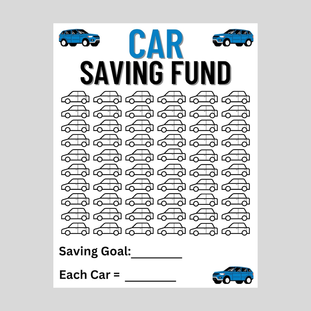 Car Saving Challenge | New Car Savings | Printable Car Saving Challenge ...