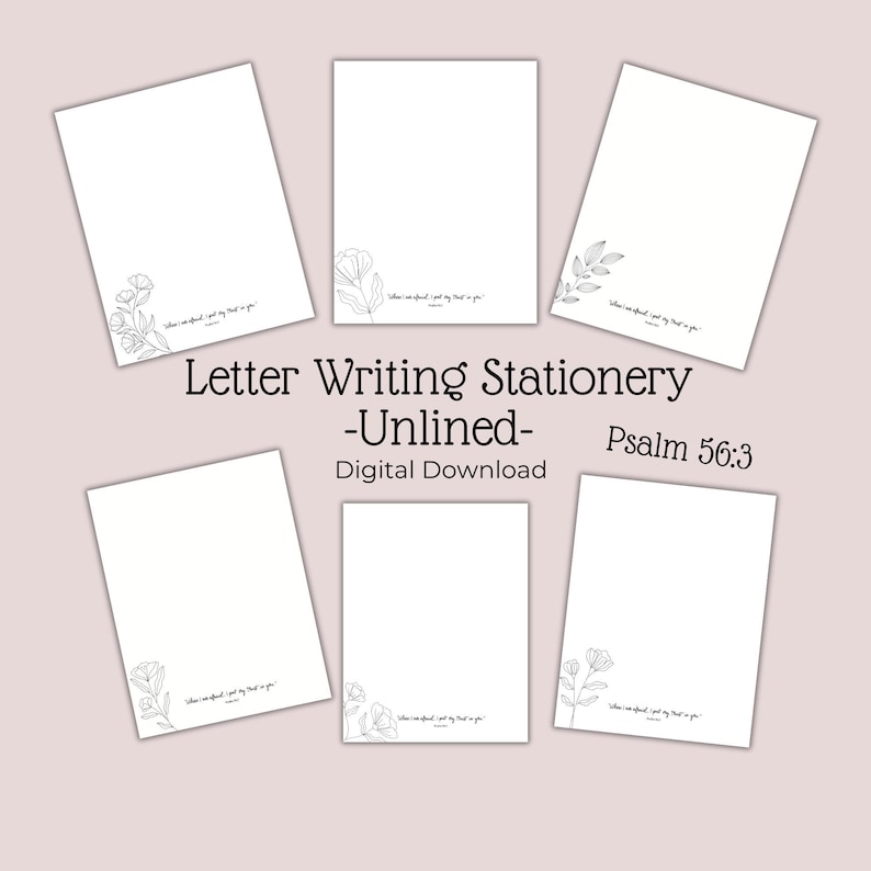 JW Letter Writing Template Stationery -unlined- Psalm 56:3, 2024 Year ...