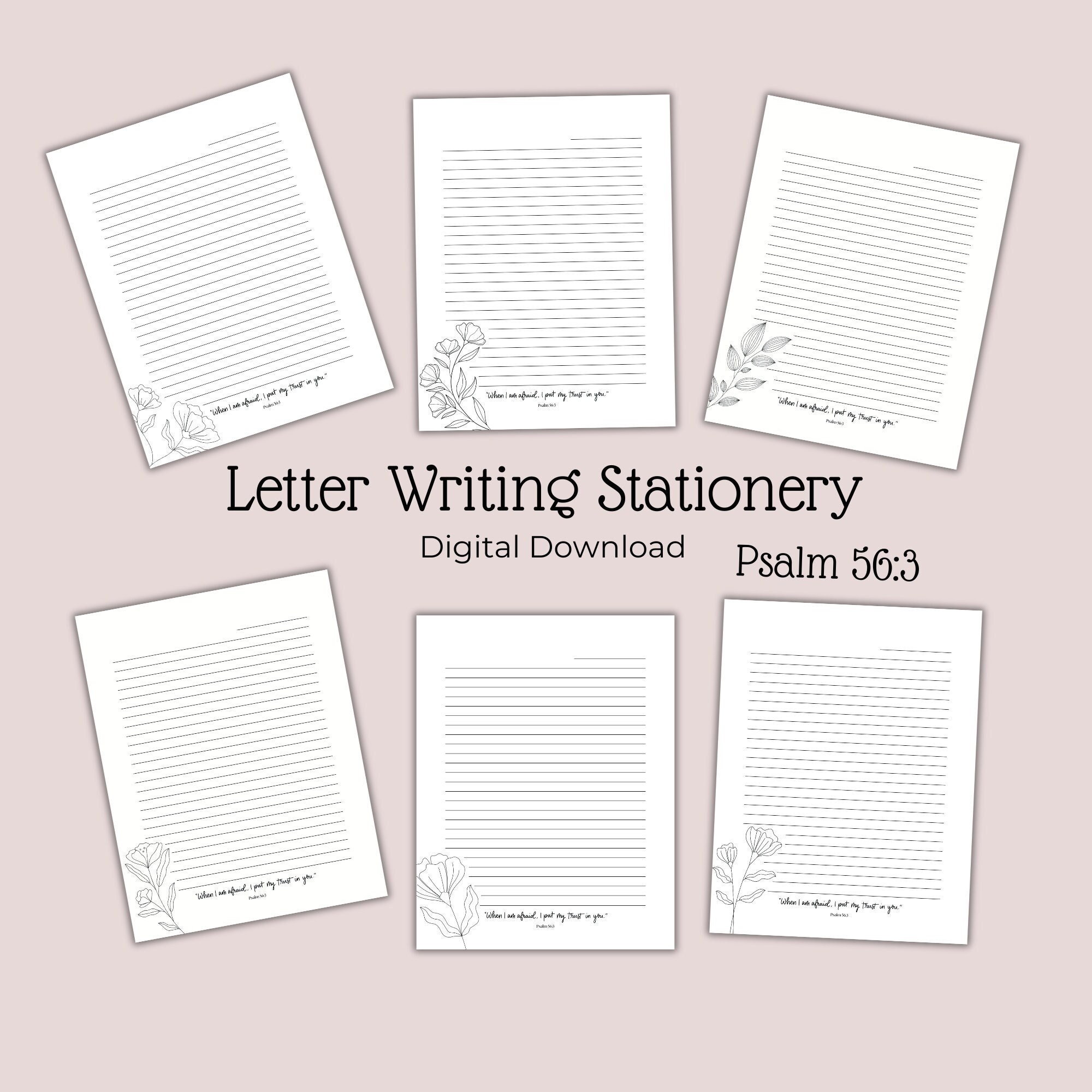 JW Letter Writing Template Stationery, Psalm 56:3, 2024 Year Text - Etsy