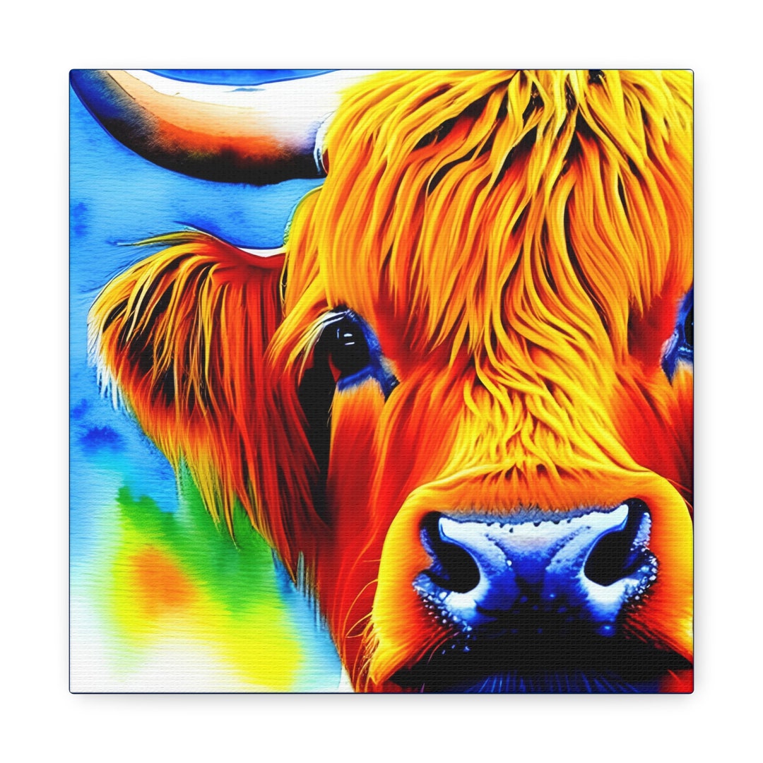 Highland Cow Canvas, Highland Cow Art, Animal Wall Art, Cow Wall Art ...
