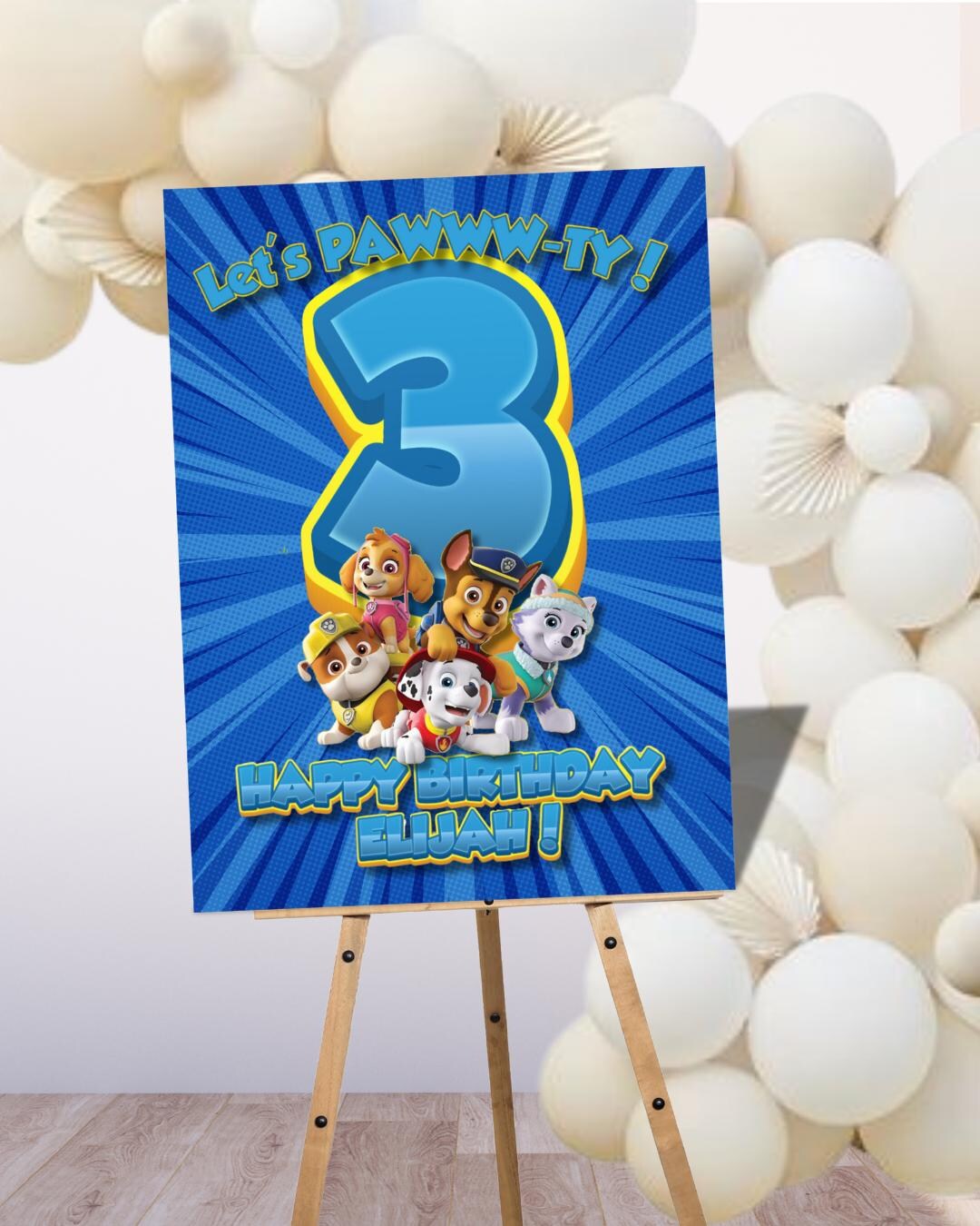 Paws Patrol Pawty POSTER Paw Pups Mighty Pups Birthday Party Sign ...