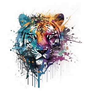Colourful Splatter Tiger Square (1:1 Ratio) DIGITAL DOWNLOAD - Etsy