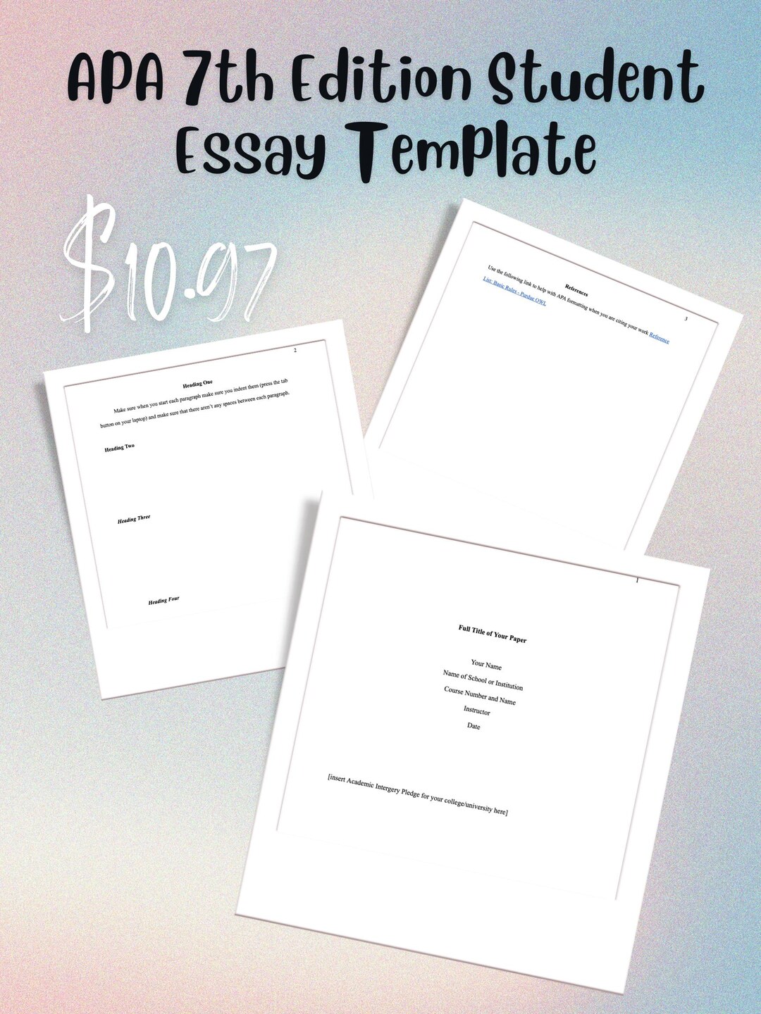 APA 7th Edition Student Essay Template | Editable, Preformatted ...
