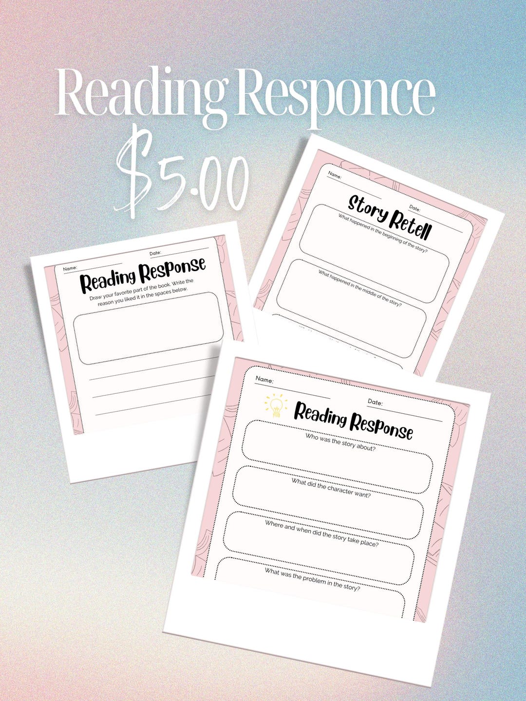 Reading Response | School Templates | Reading Tracker - Etsy