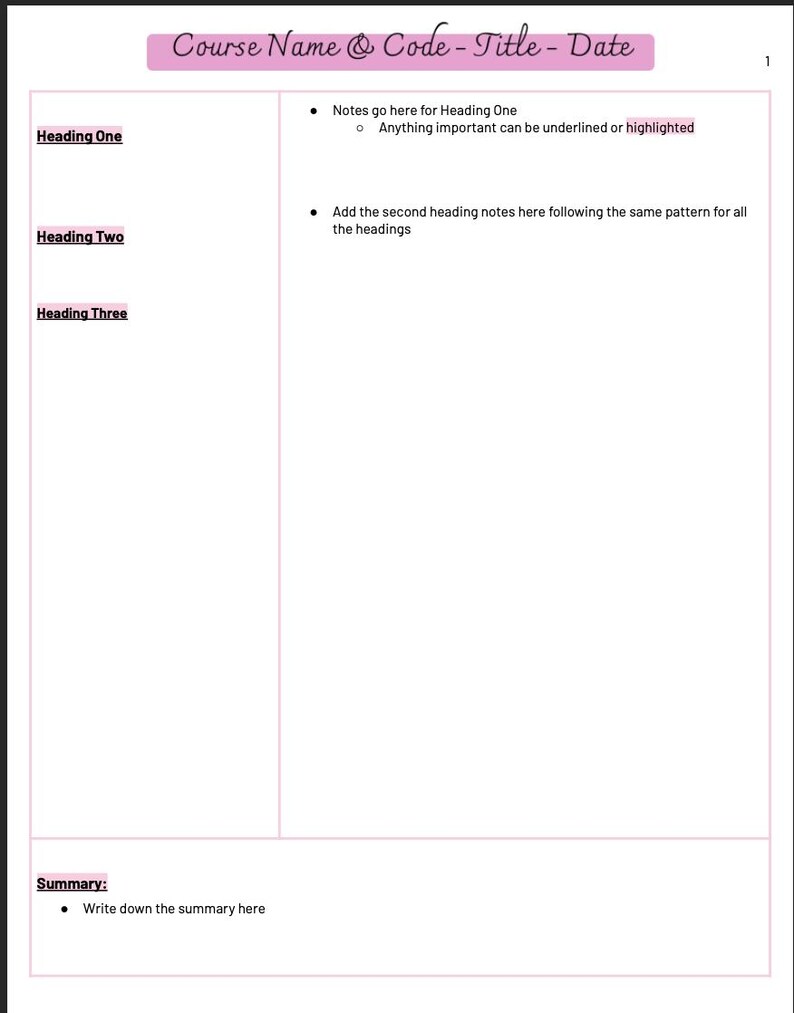 Cornell Notes Template | Notes Template | Student Templates | PDF Files ...