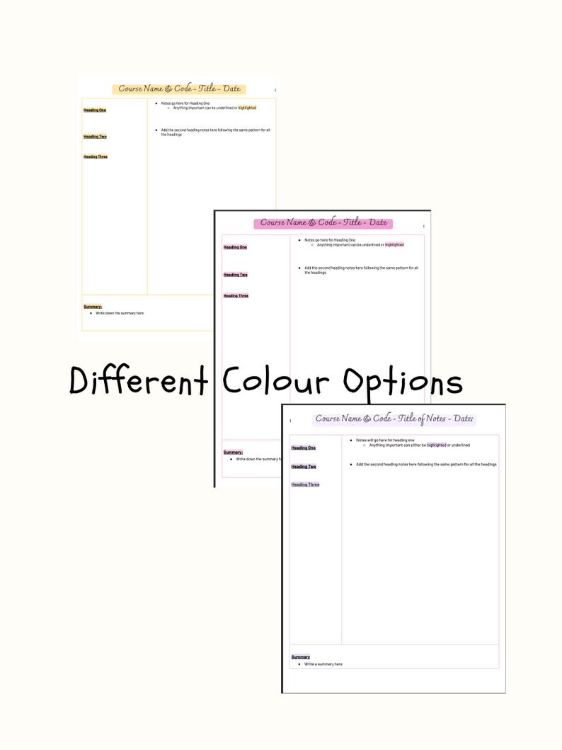 Cornell Notes Template | Colorful Student Study Organizer (PDF Files ...