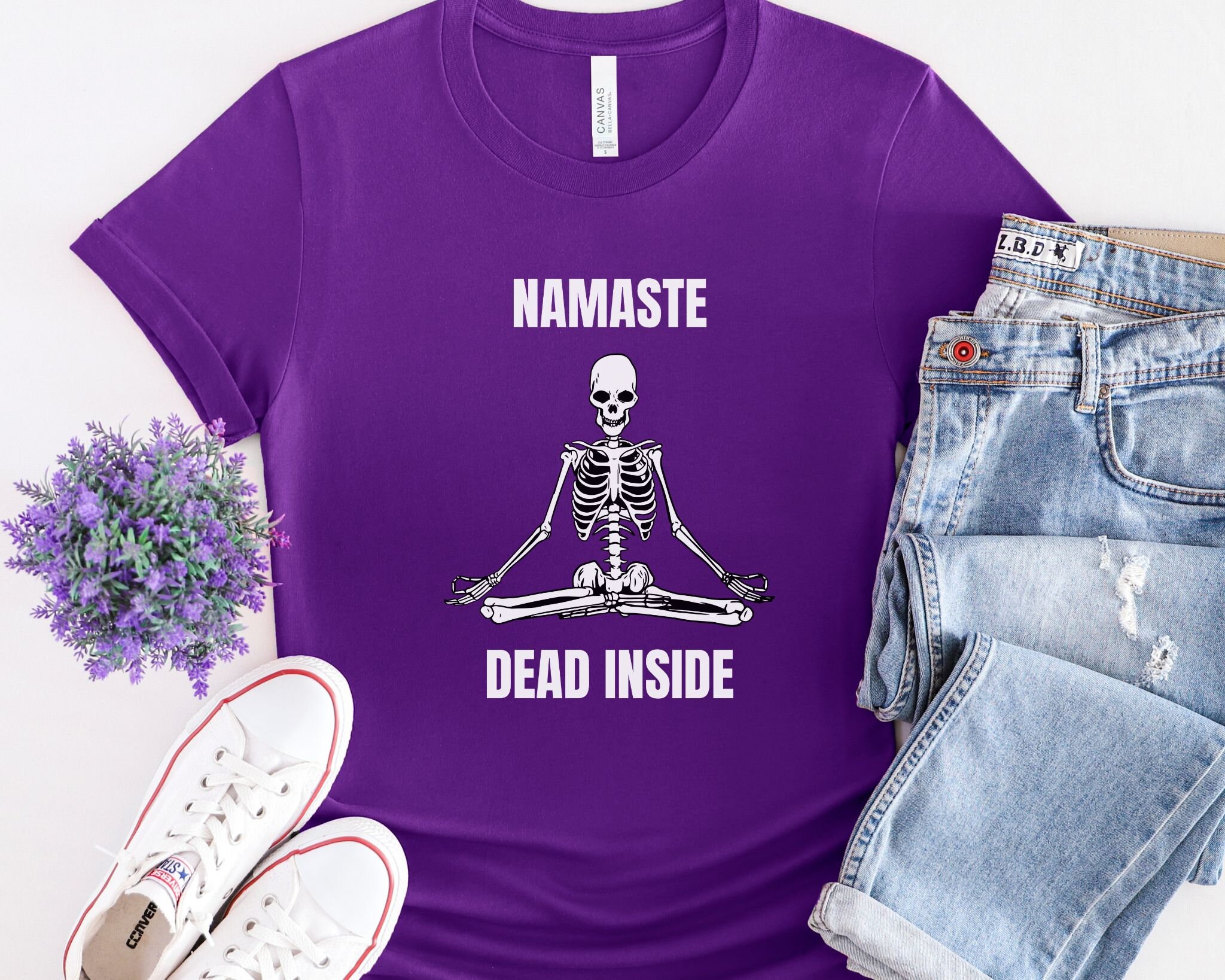 Namaste Dead Inside Tee Halloween Tshirt Skeleton Tee Funny - Etsy