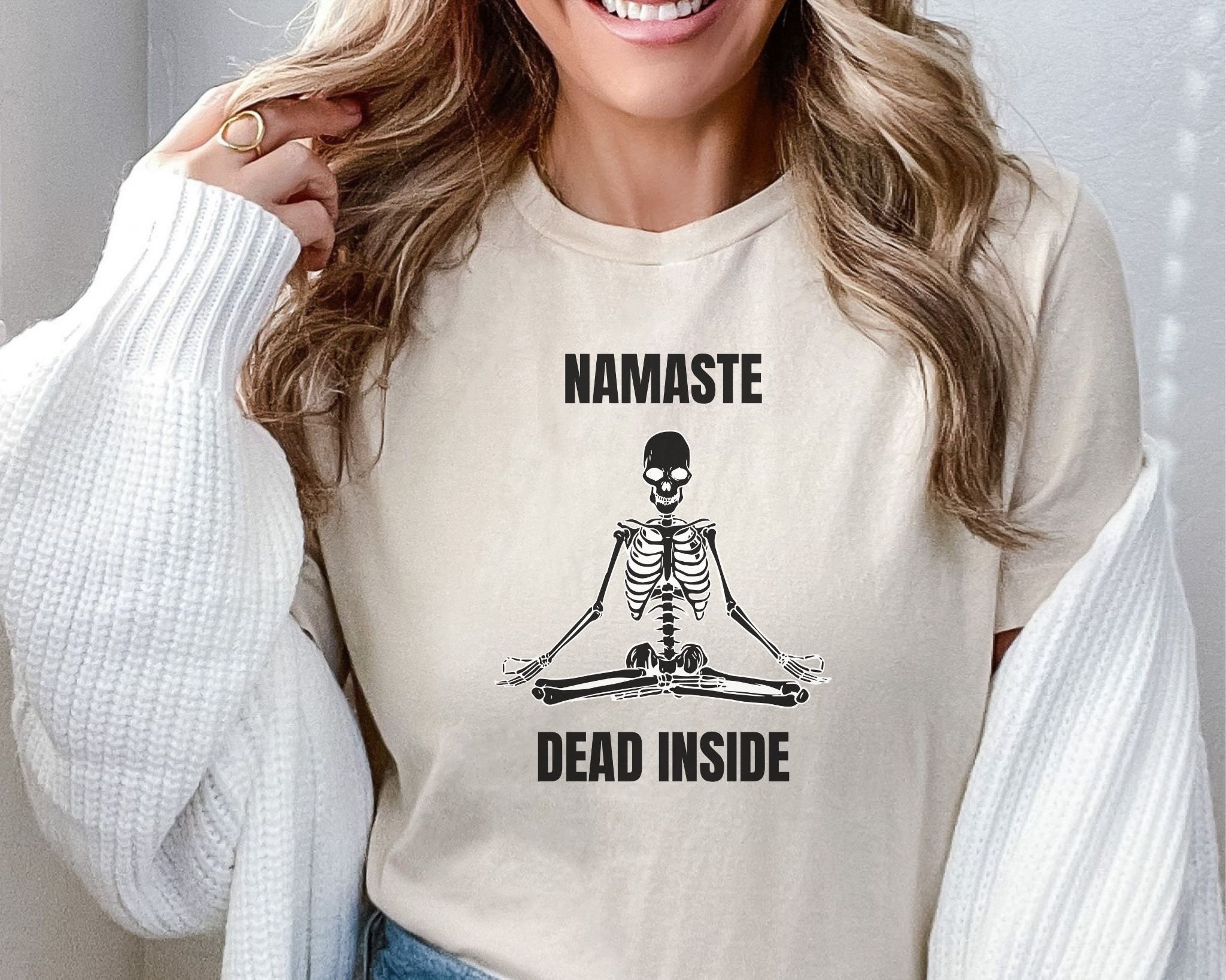 Namaste Dead Inside Tee Halloween Tshirt Skeleton Tee Funny - Etsy