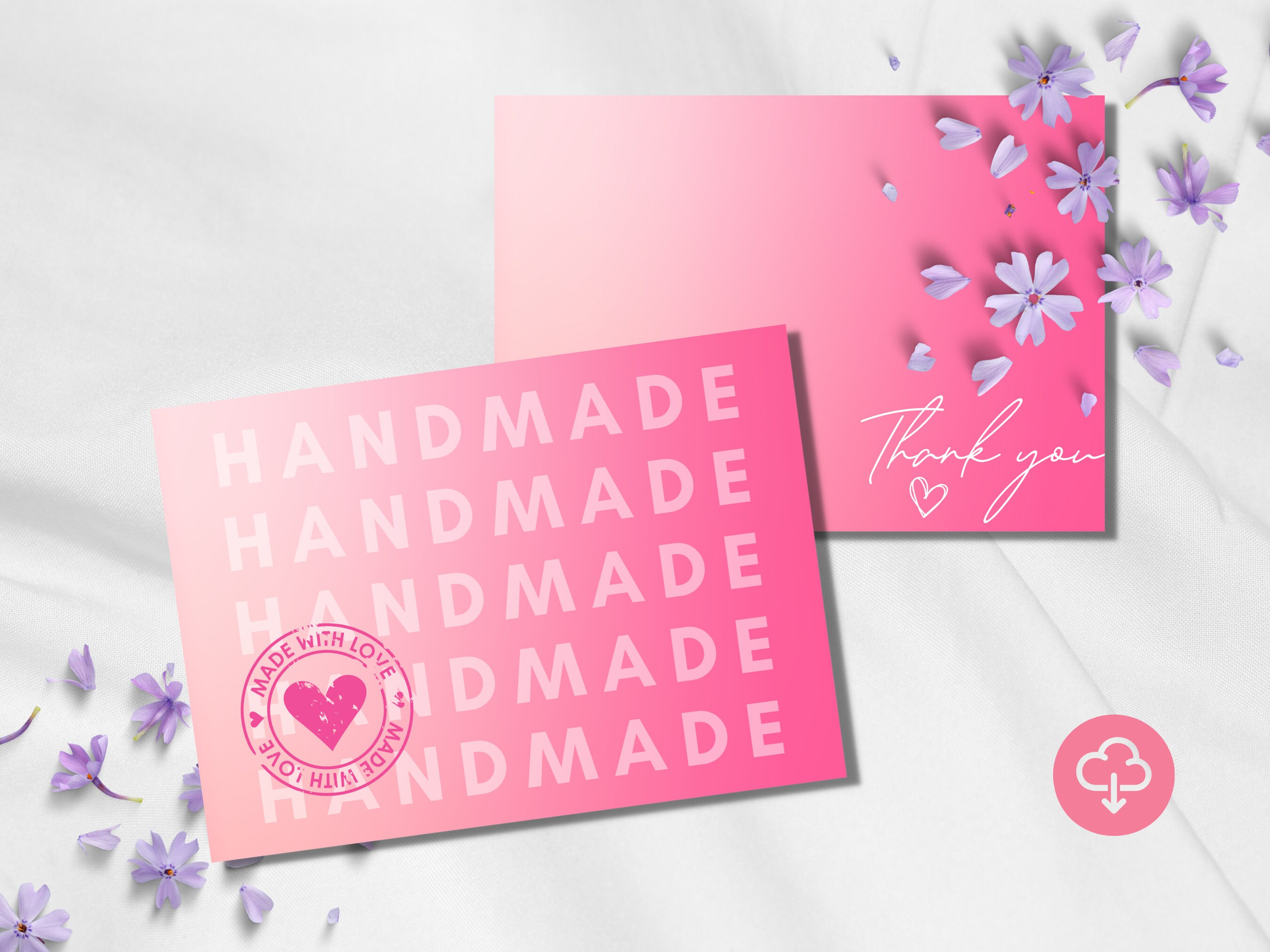 Thank You Card, Handmade With Love, Thanks for Your Purchase Card ...