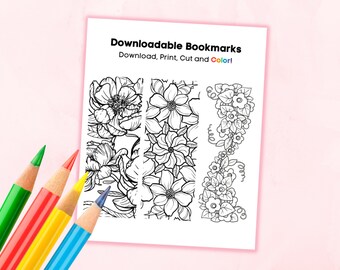Colorable Bookmark Template Bundle, Set of 6, Gift for Teacher, Custom ...
