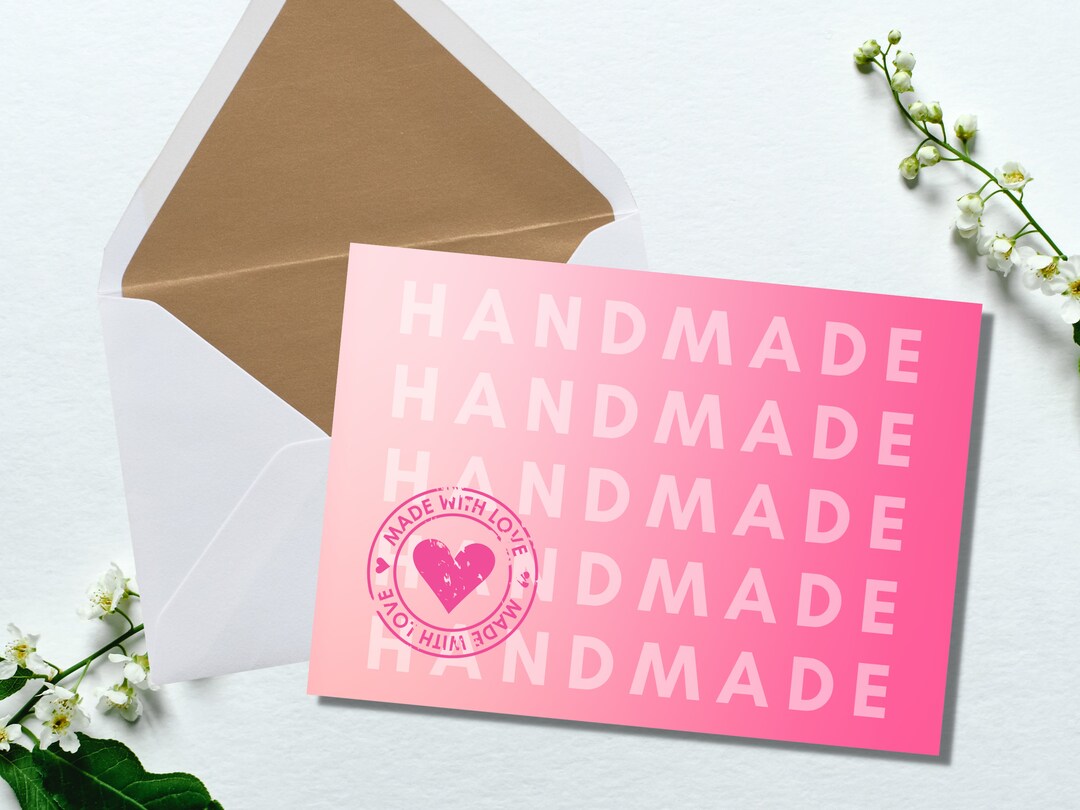 Thank You Card, Handmade With Love, Thanks for Your Purchase Card ...