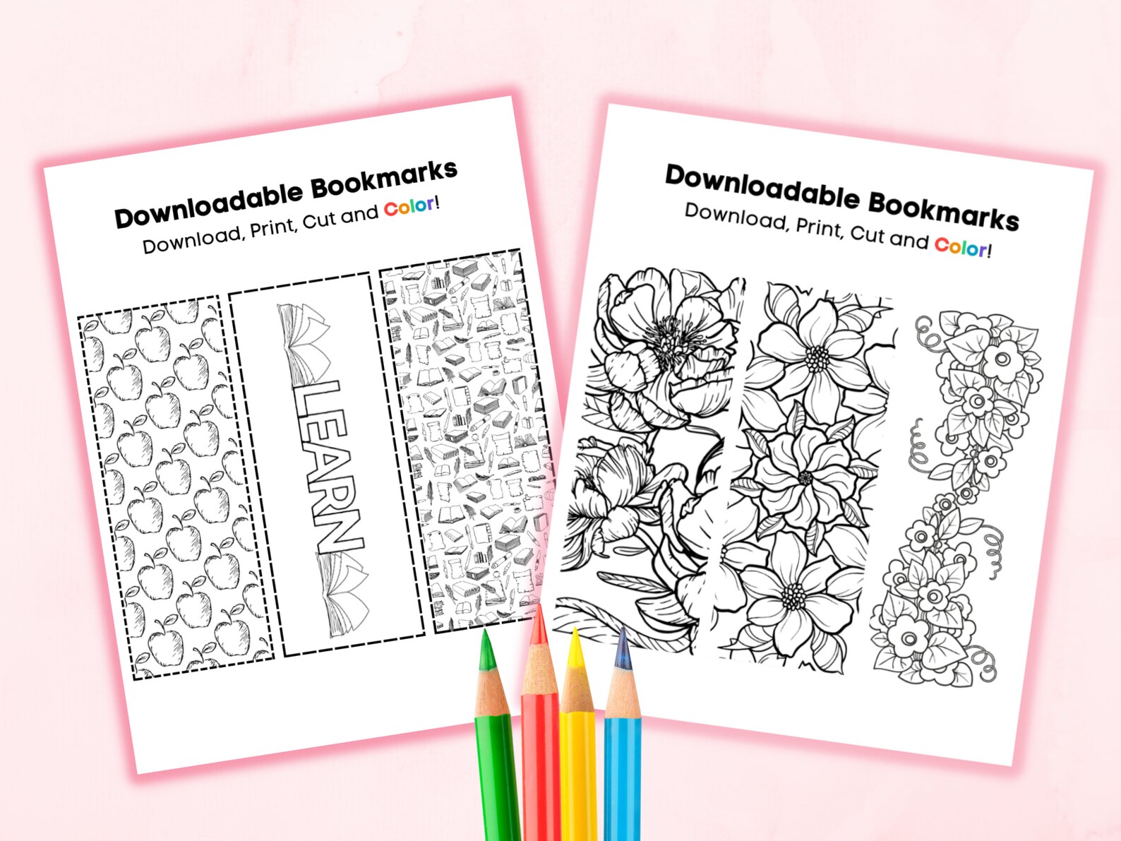 Colorable Bookmark Template Bundle, Set of 6, Gift for Teacher, Custom ...
