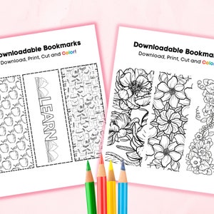 Colorable Bookmark Template Bundle, Set of 6, Gift for Teacher, Custom ...