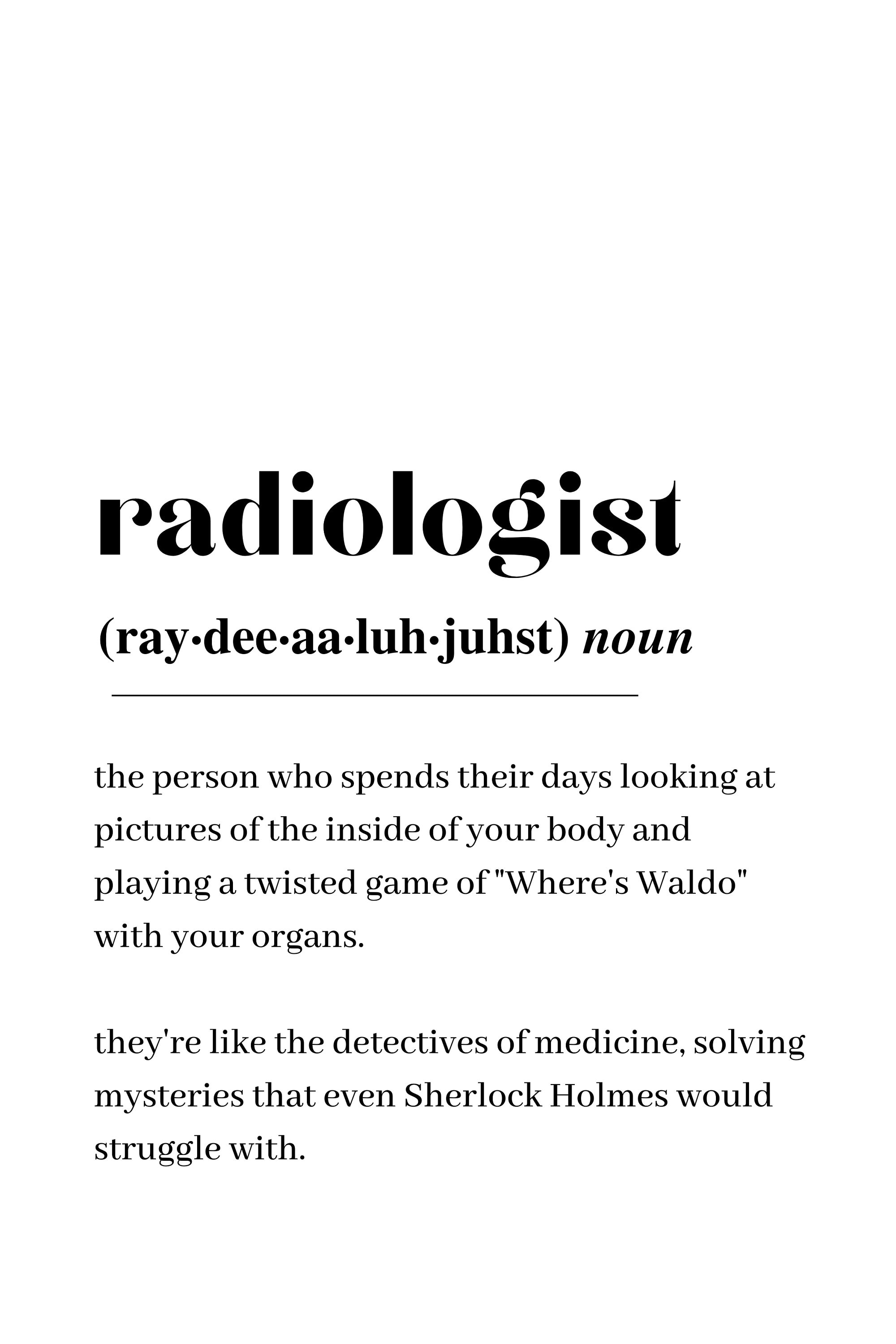 Radiologist Definition Print, Wall Art Print, Large Print, Definition ...