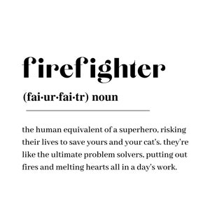 Firefighter Poster, Firefighter Definition Print, Fireman Gift ...