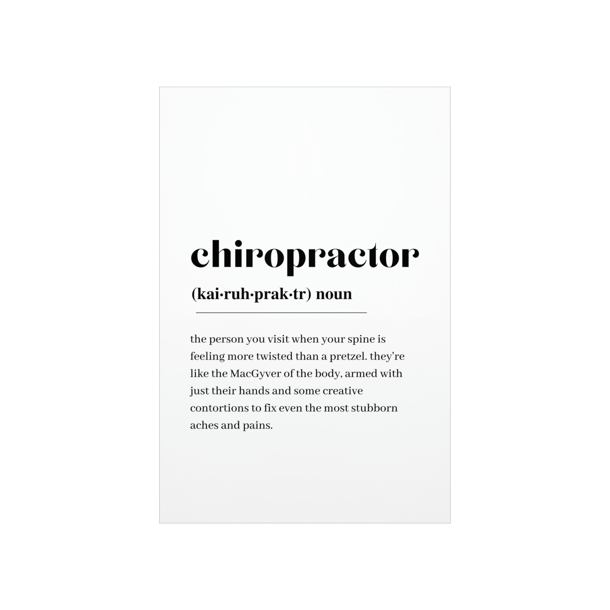 Chiropractor Definition Print, Wall Art Print, Quote Print, Definition ...