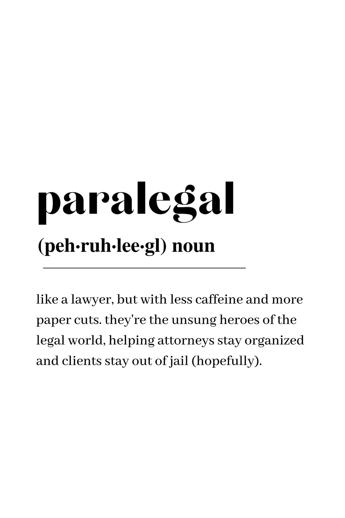 Paralegal Definition Print, Wall Art Print, Lawyer Print, Definition ...