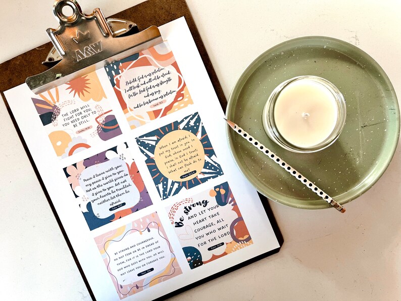 Printable Scripture Bible Verse Cards for Courage, Motivational Memory ...