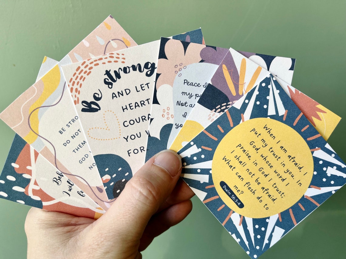 Printable Scripture Bible Verse Cards for Courage, Motivational Memory ...