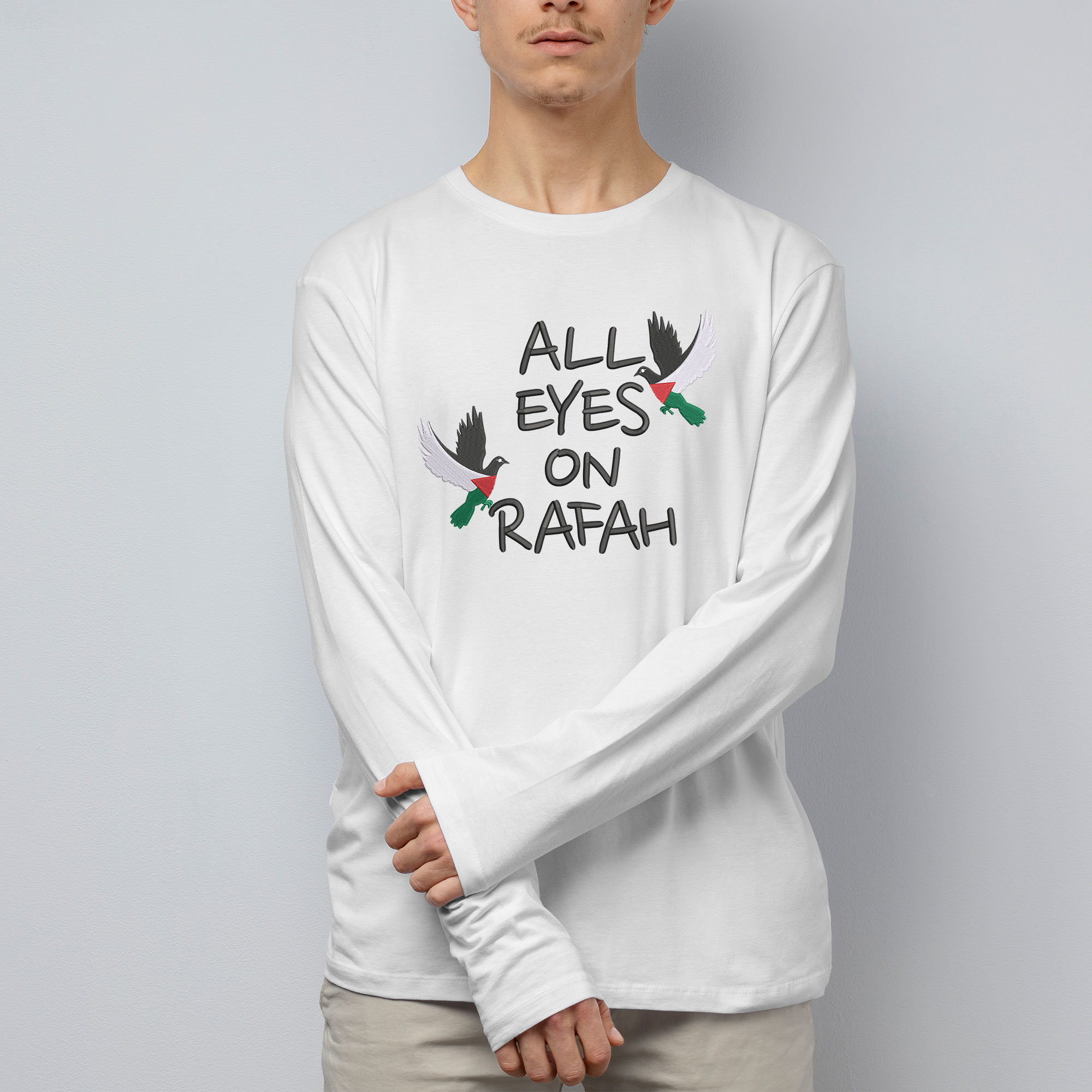 All Eyes on Rafah Design, Palestine Flag Dove Machine Embroidery ...