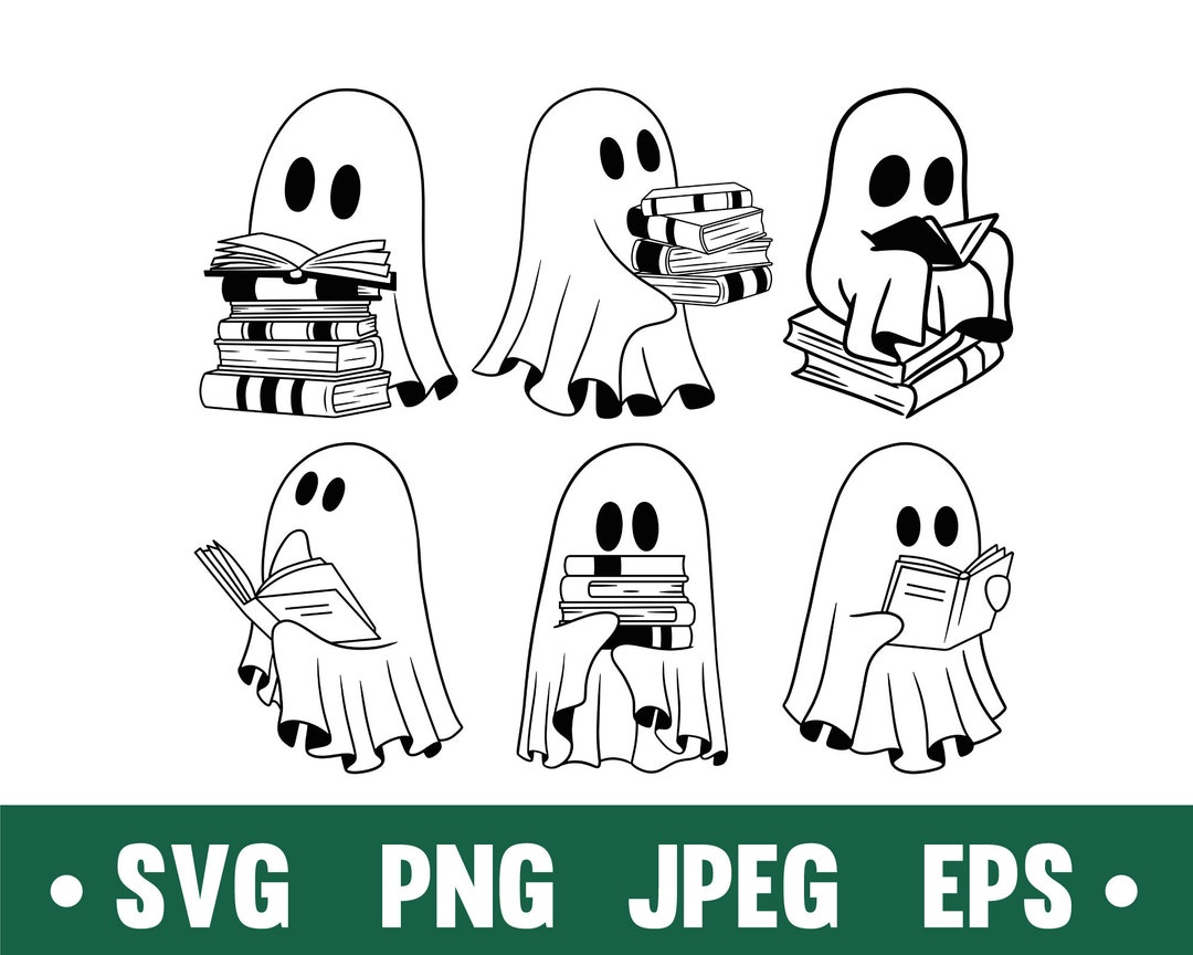 Funny Book Lover Halloween PNG, Cute Ghost Book Nerd, Ghost Halloween ...